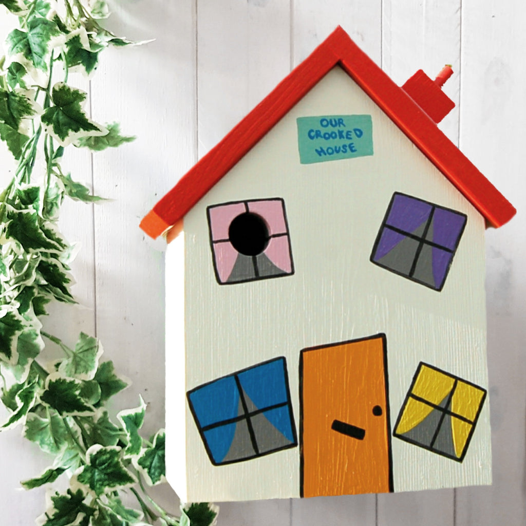 Personalised Crooked House Bird Box - Family Garden Gift - Quirky Gift ...